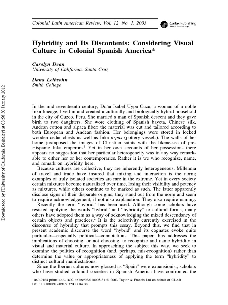 Hybridity in Colonial Spanish America | PDF | Social Science