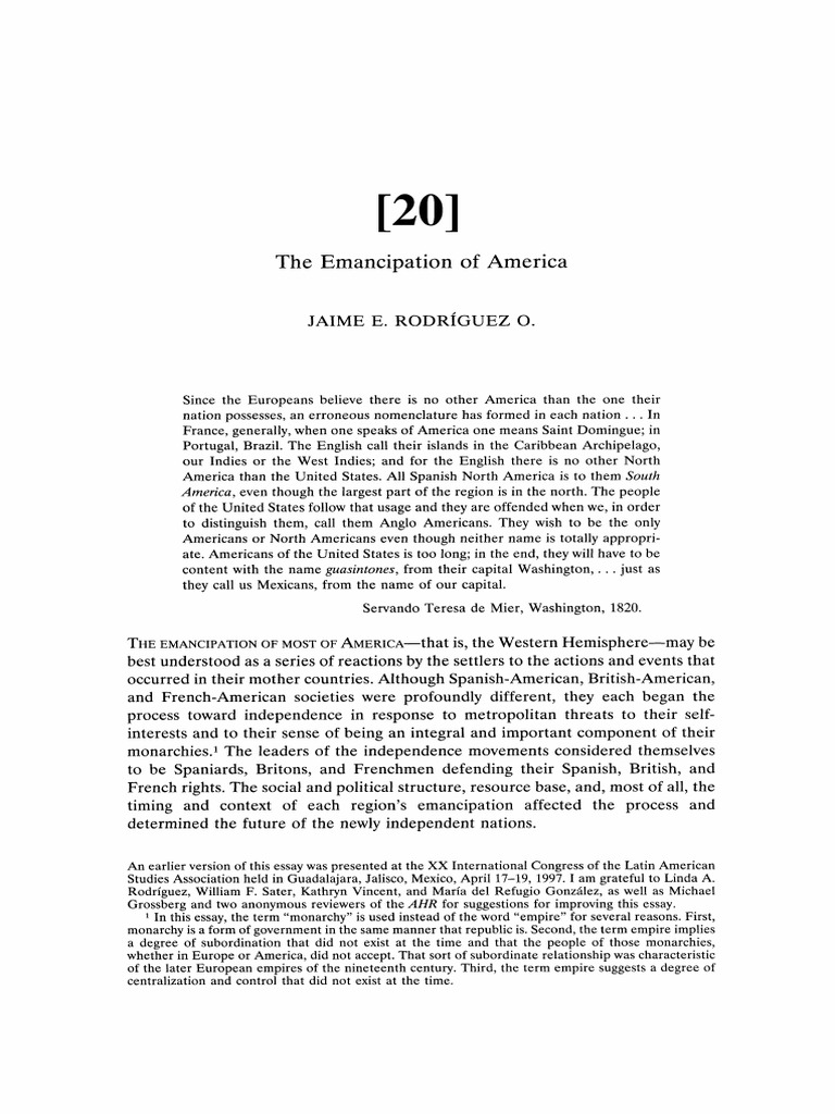 Emancipation of the Americas 1775-1825 | PDF | Spanish Empire | New Spain