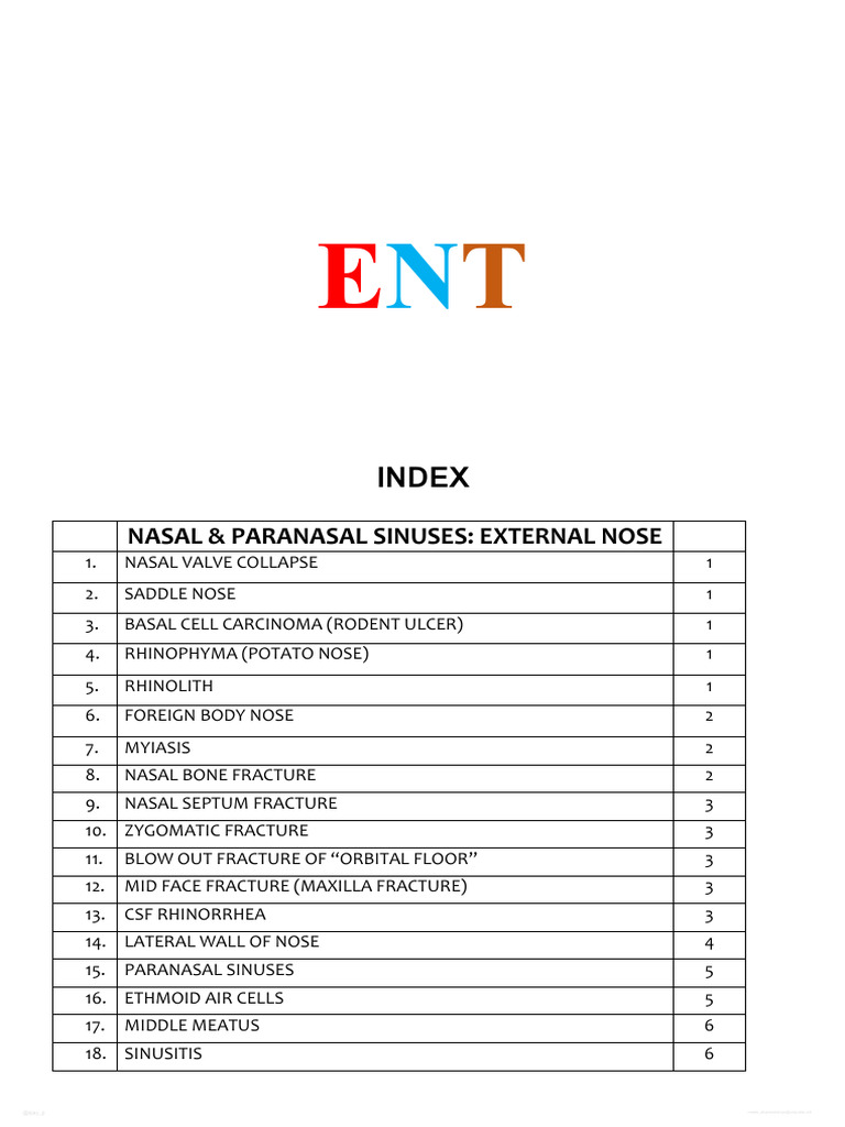 Ent Rajeev Dhawan Full Notes | PDF | Human Nose | Ear