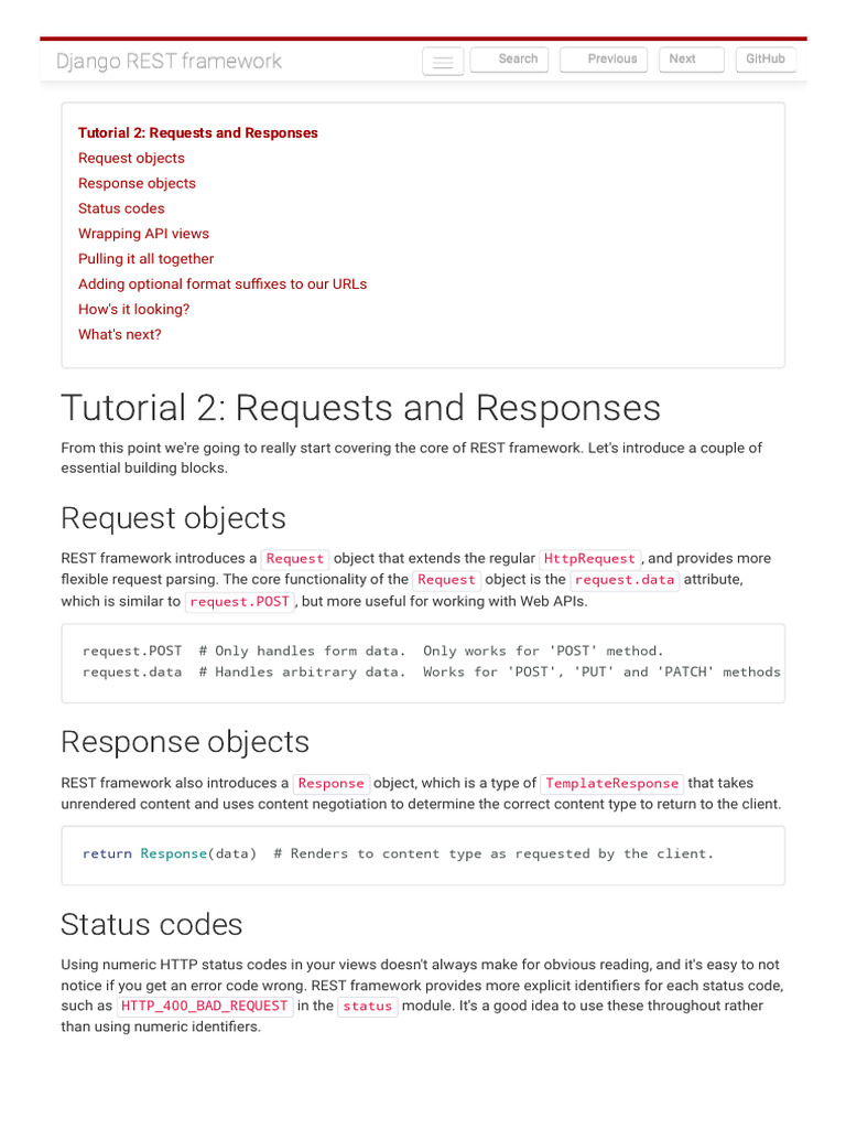 2 Requests And Responses Django Rest Framework Pdf World Wide Web Internet And Web 