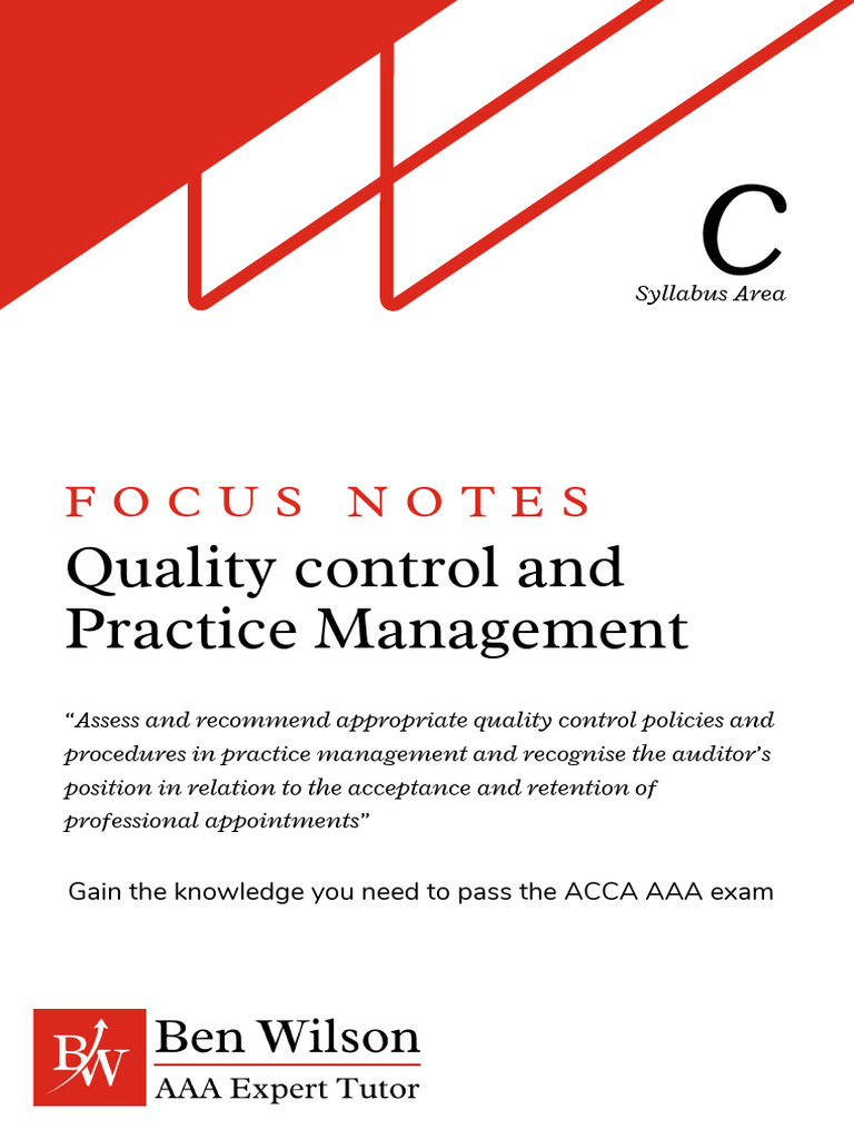 C- Quality Control and Practice Management - Focus Notes | PDF | Audit ...