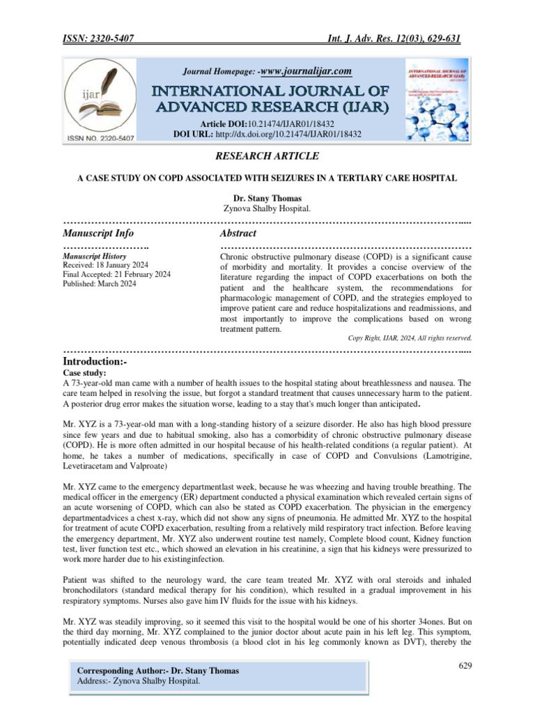 COPD and Seizures: A Case Study Analysis | PDF | Chronic Obstructive ...