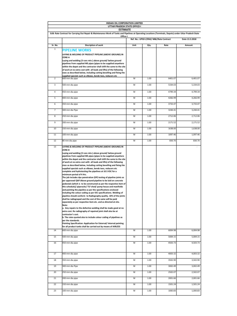 SORPT18 - PIPING BOQ - Copy 1 | PDF | Pipe (Fluid Conveyance) | Welding