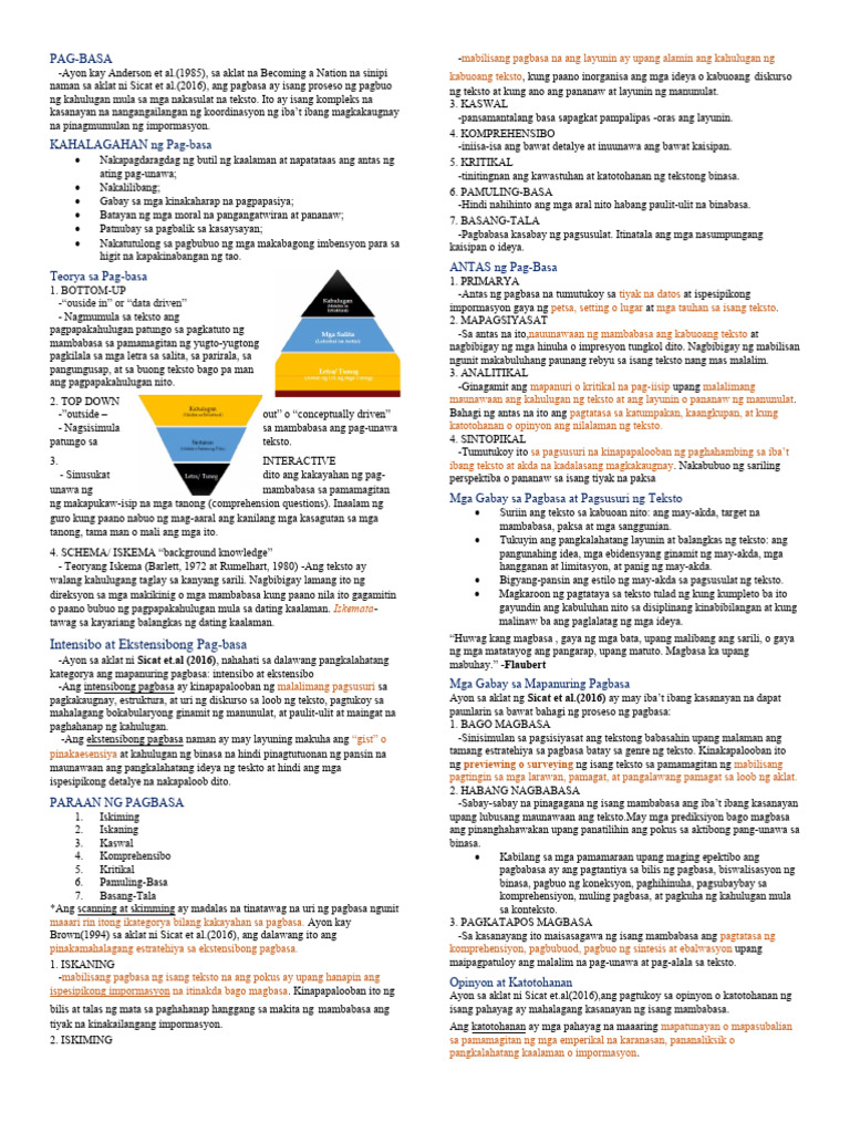 Pag Basa Pagbasa at Pagsusuri 1 | PDF