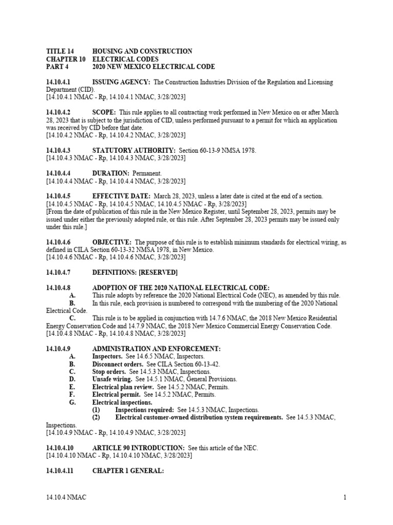 2020 New Mexico Electrical Code (based on 2020 NFPA 70 National ...