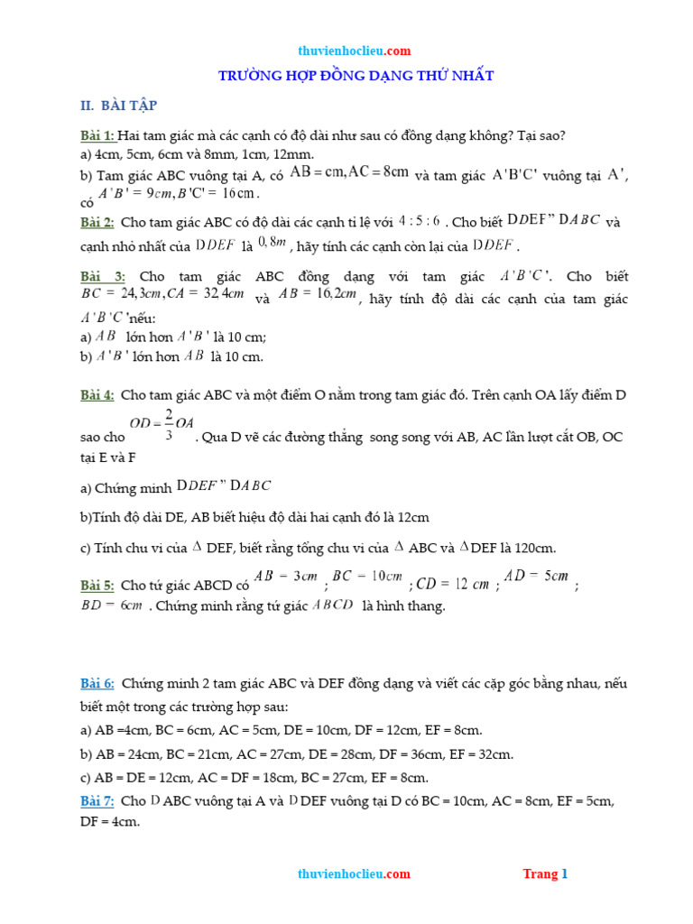 Hinh Lop 8 TRUONG HOP DONG DANG THU NHAT | PDF