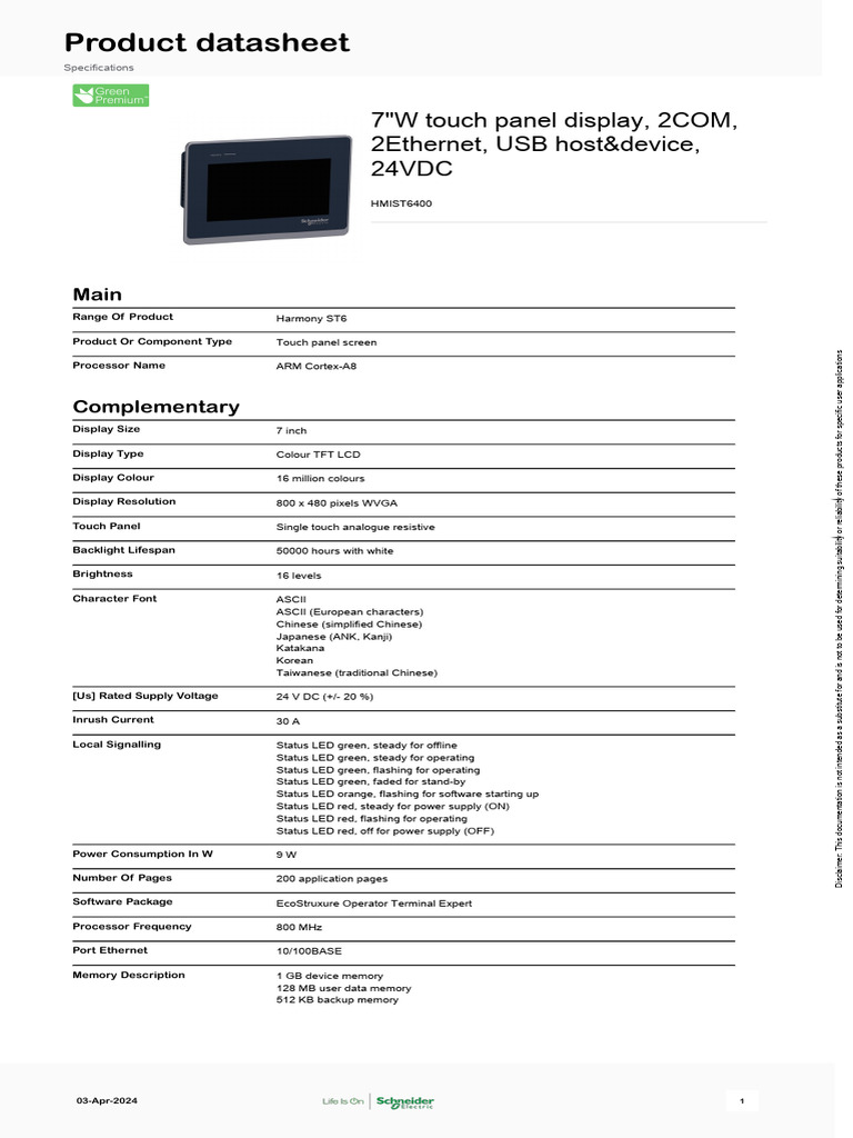 HMIST6400 Touch Panel Display Overview | PDF | Touchscreen | Usb