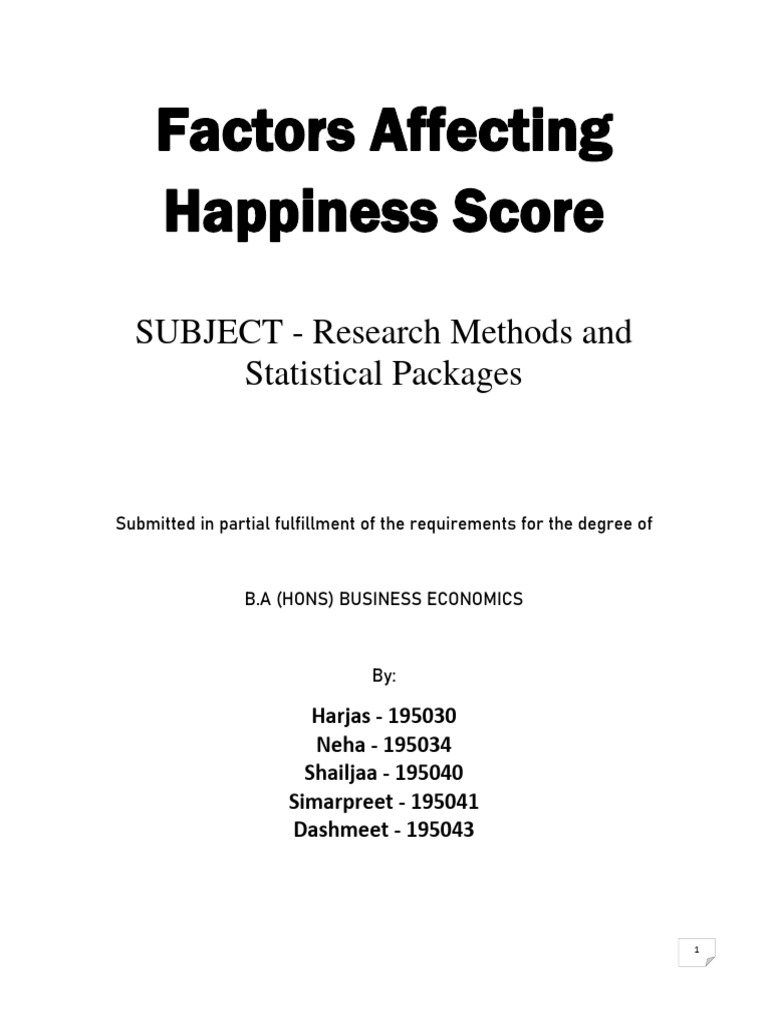 Factors Affecting Happiness Score | PDF | Coefficient Of Determination ...