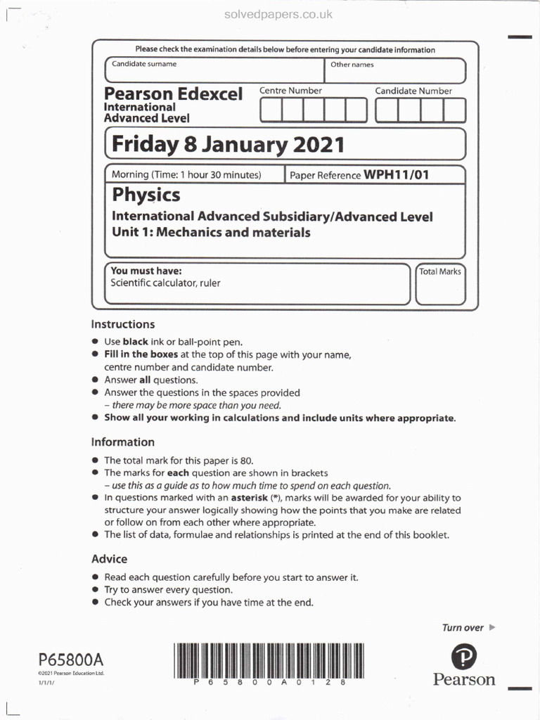 Phy Unit 1 Que January 2021 | PDF