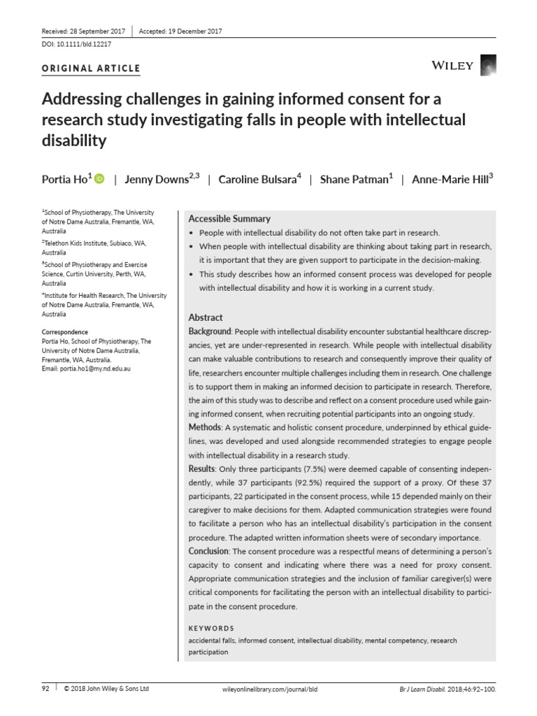 Addressing Challenges in Gaining Informed Consent For A Research Study ...