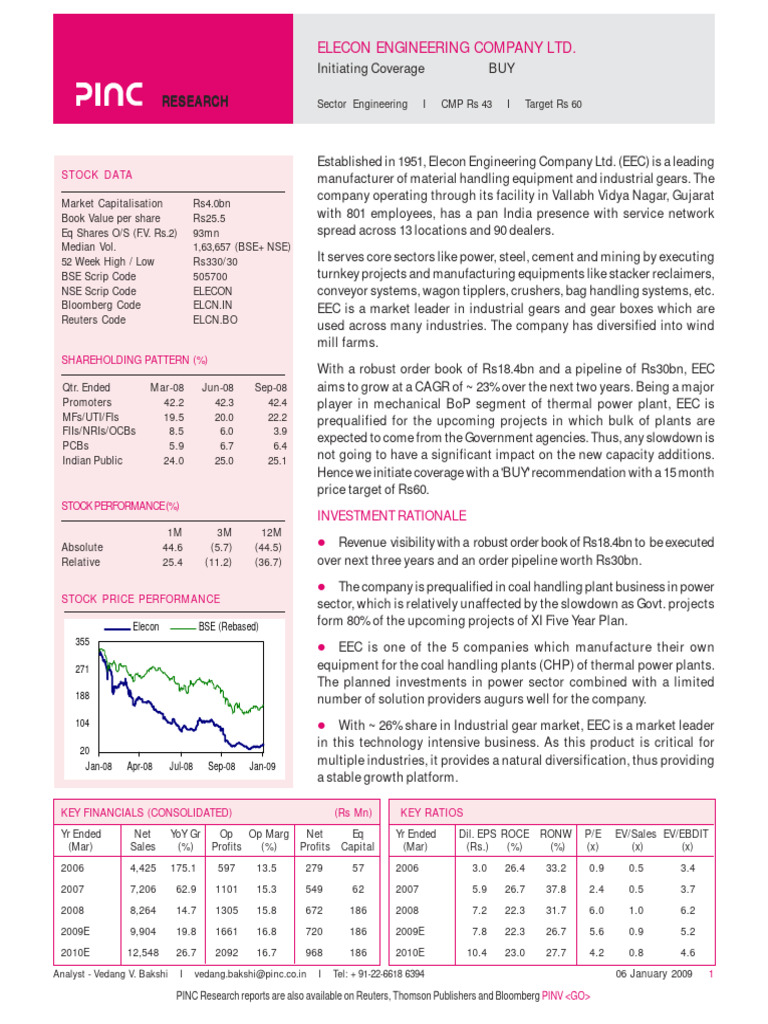 Analyst Coverage - Elecon Engineering | PDF | Wind Farm | Coal