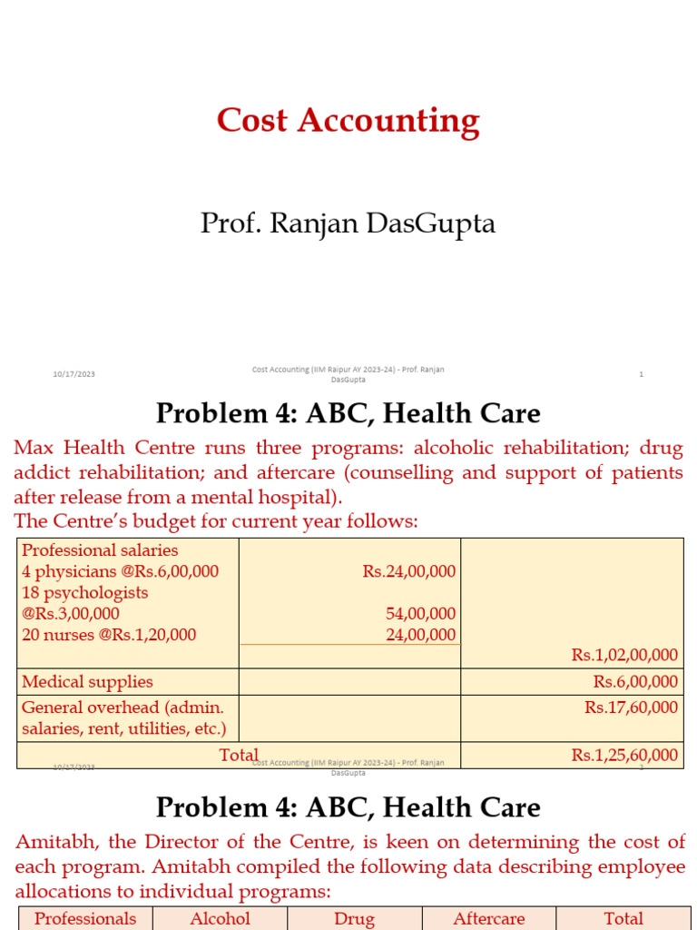 COA Session 5 Handout | PDF | Cost Accounting | Social Programs
