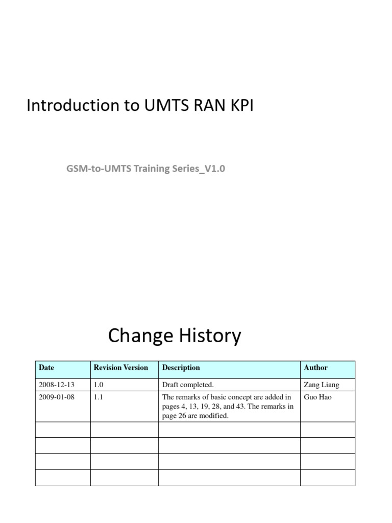UMTS RAN KPI Training Guide | PDF | High Speed Packet Access | Telecommunications