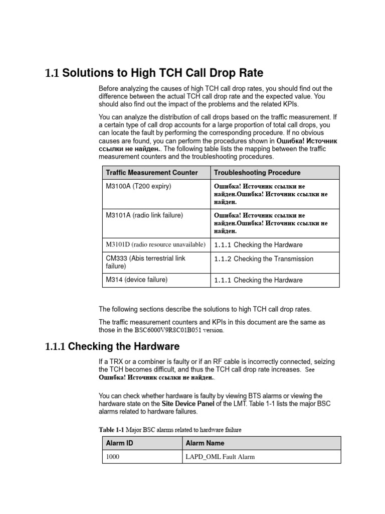 Solutions To High TCH Call Drop Rate | PDF | Troubleshooting | Information And Communications ...