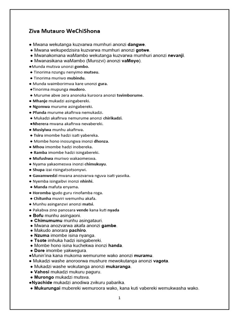 Istilah dan Makna dalam Mutauro WeChiShona | PDF | Pengembangan Diri ...