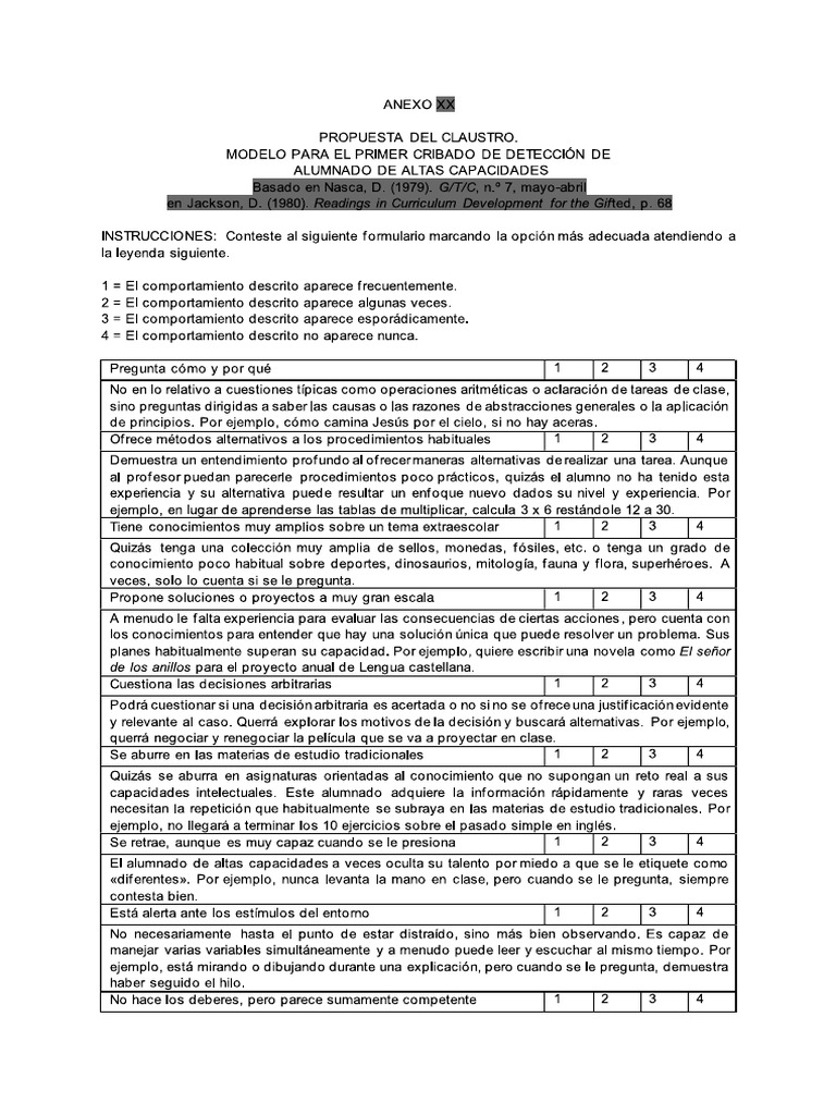 Modelo Cribado Aacc | PDF