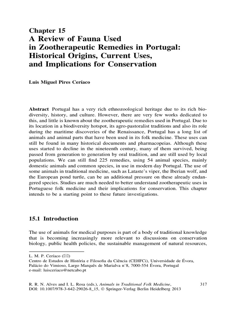 Fauna Used In Zootherapeutic Remedies In Portugal Lu s Miguel Pires