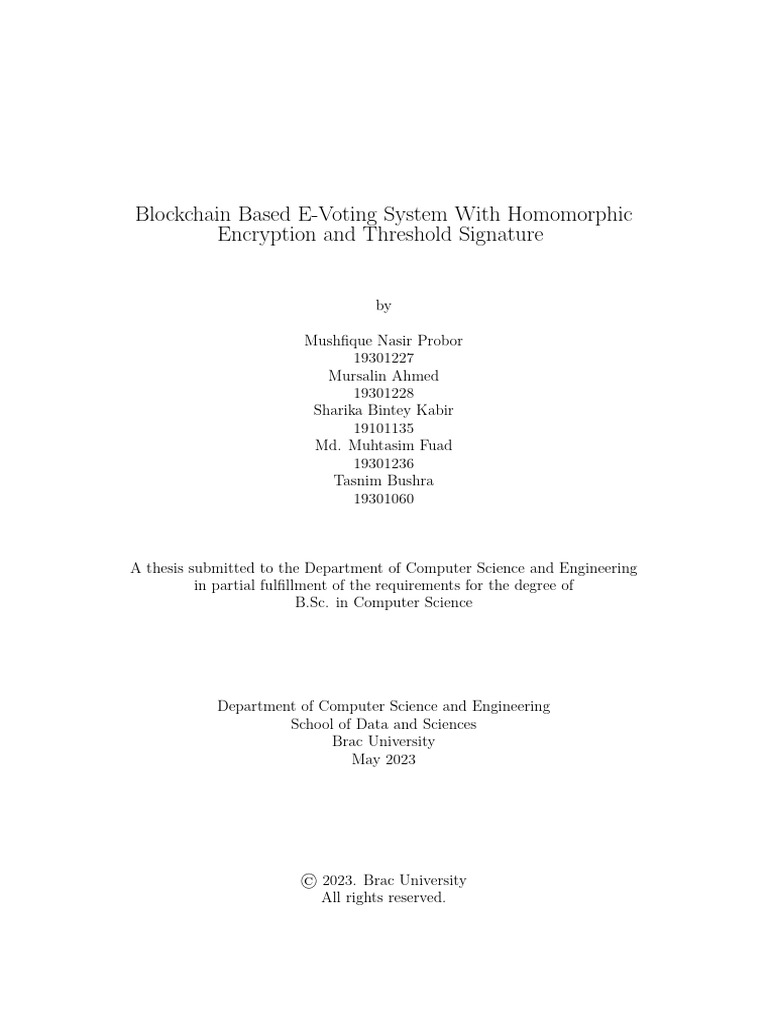 Blockchain Based E-Voting System With Homomorphic | PDF | Cryptography ...