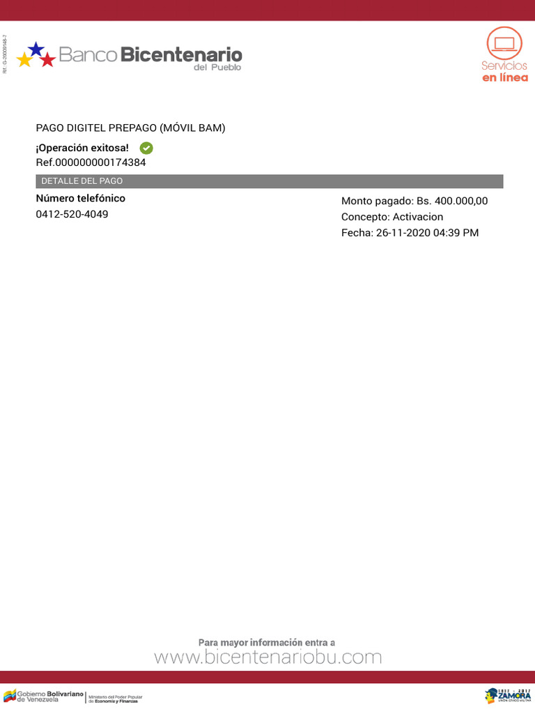 Pago exitoso de Digitel Prepago | PDF