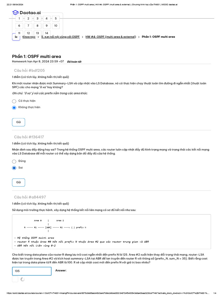 Phần 1 - OSPF multi area - HW #4 - OSPF (multi area & external) - Chương trình học của IT4651 ...