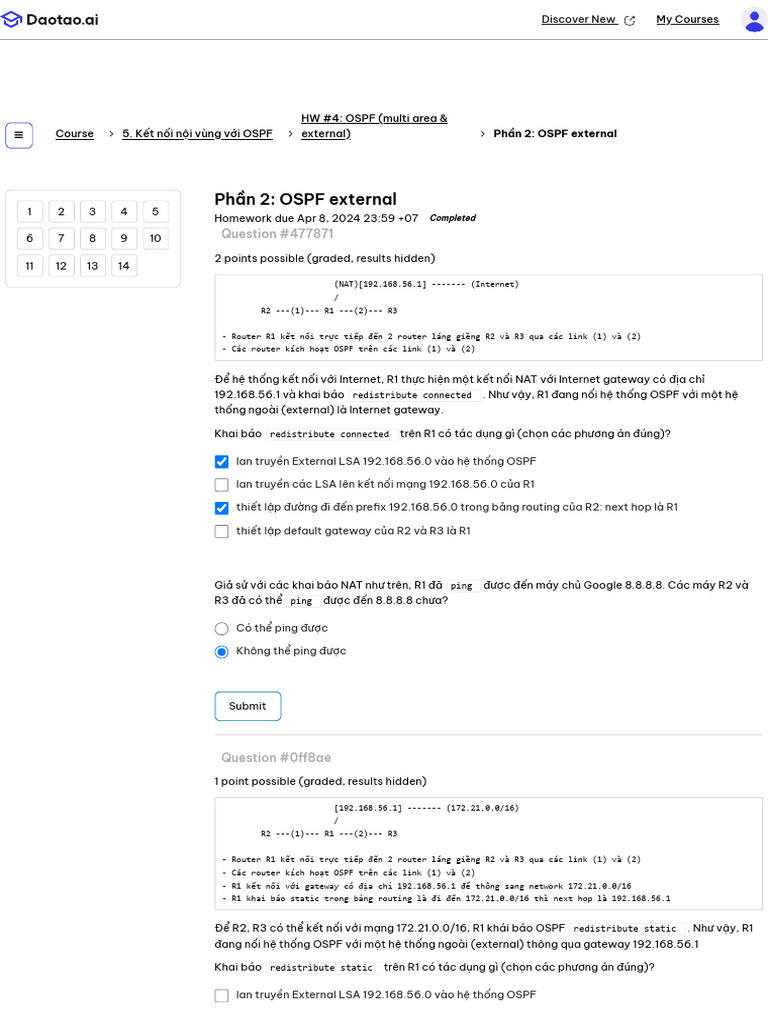 Phần 2 - OSPF external - HW #4 - OSPF (multi area & external) - IT4651 Courseware - MOOC daotao ...