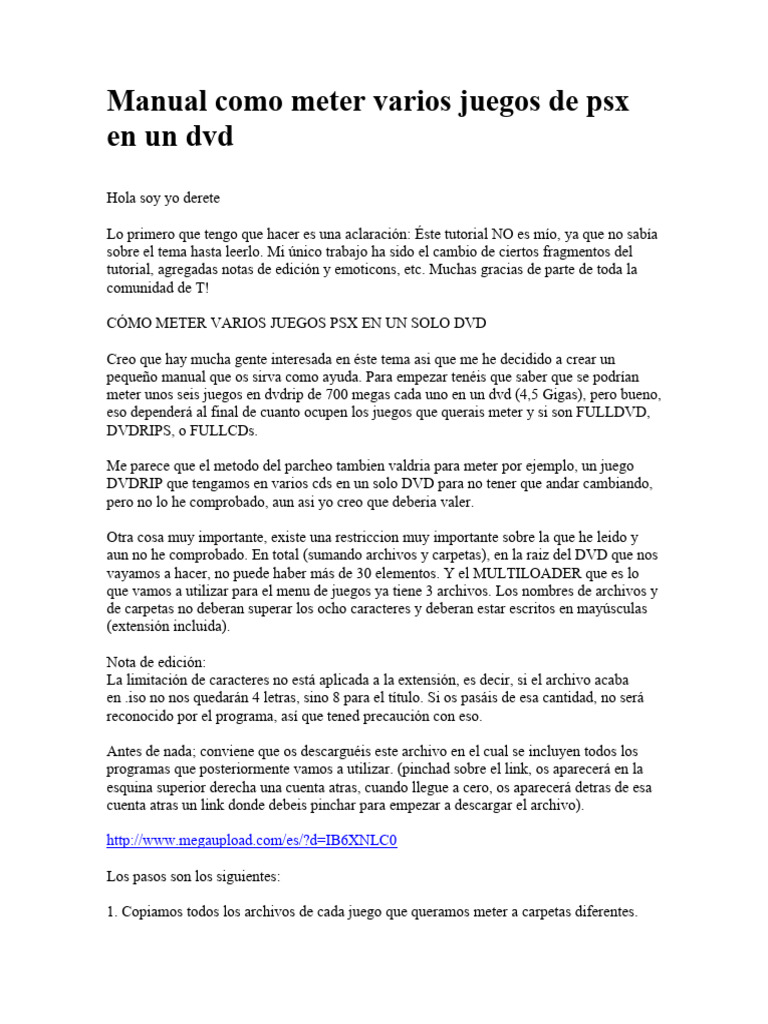 Manual Como Meter Varios Juegos de PSX en Un DVD | PDF | Archivo de computadora | Tecnología de ...