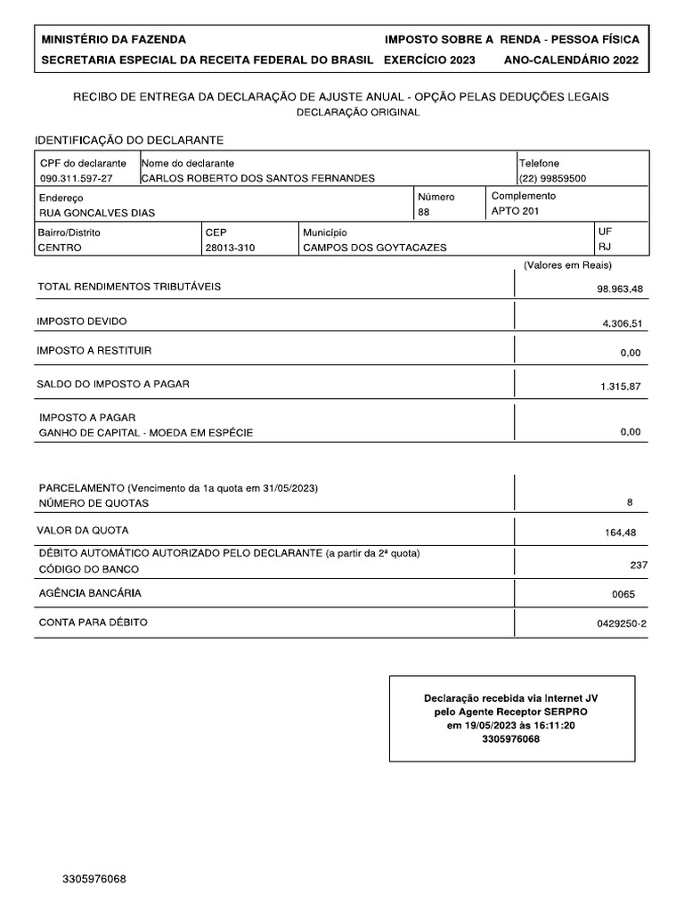 Recibo Canhoto | PDF