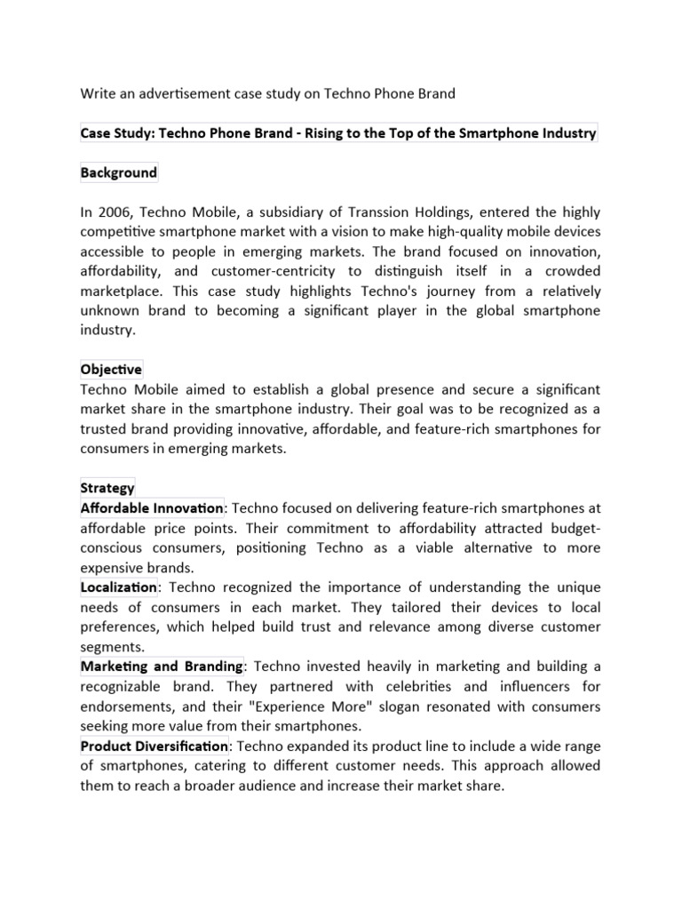 Advertisement On Techno Phone Brand | PDF | Brand | Smartphone