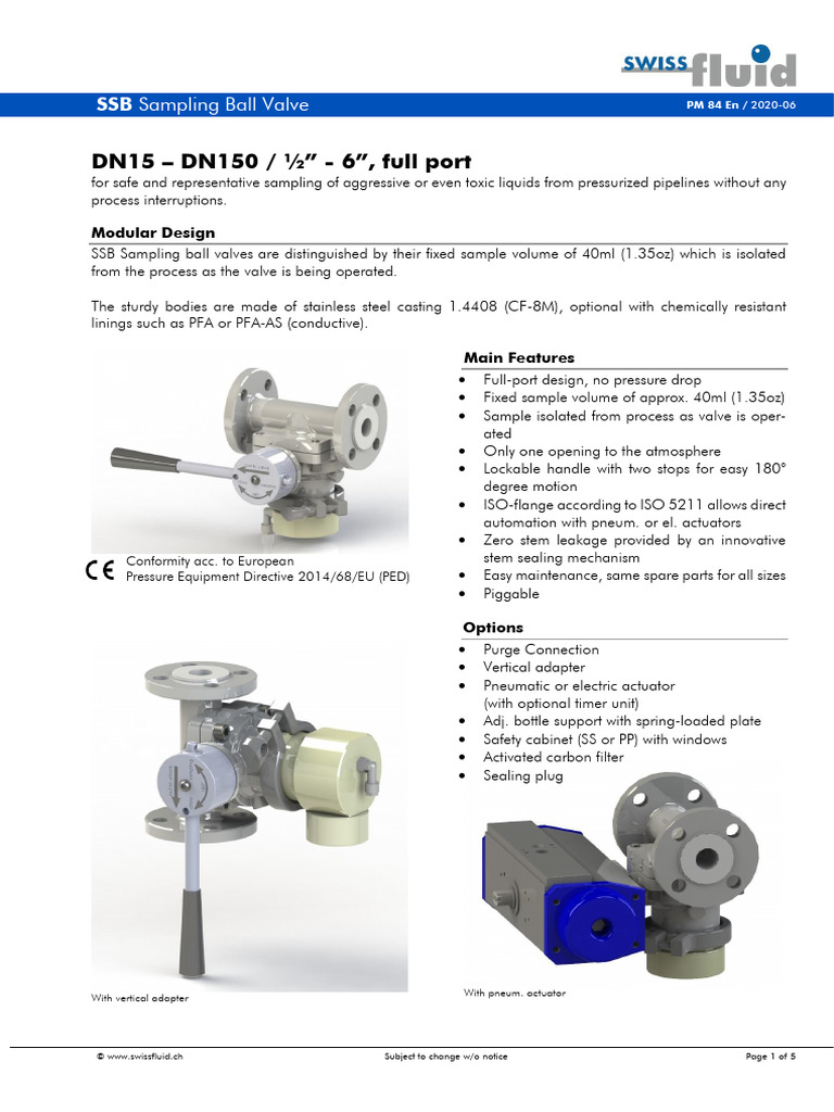 SSB Sampling Ball Valve Overview | PDF | Valve | Mechanical Engineering