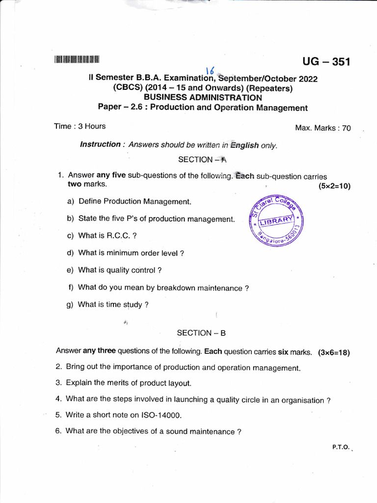 1626 Production Operational Management Sep Oct 2022 | PDF | Technology & Engineering