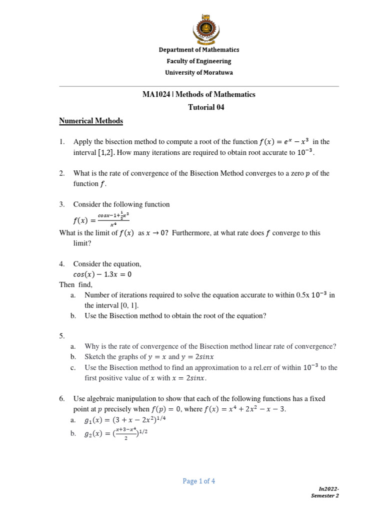 Tutorial 4 | Download Free PDF | Function (Mathematics) | Equations