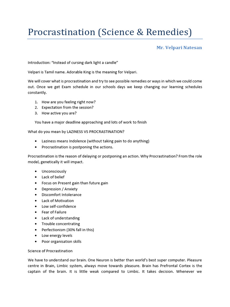 Procrastination | PDF | Professional Skills | Procrastination
