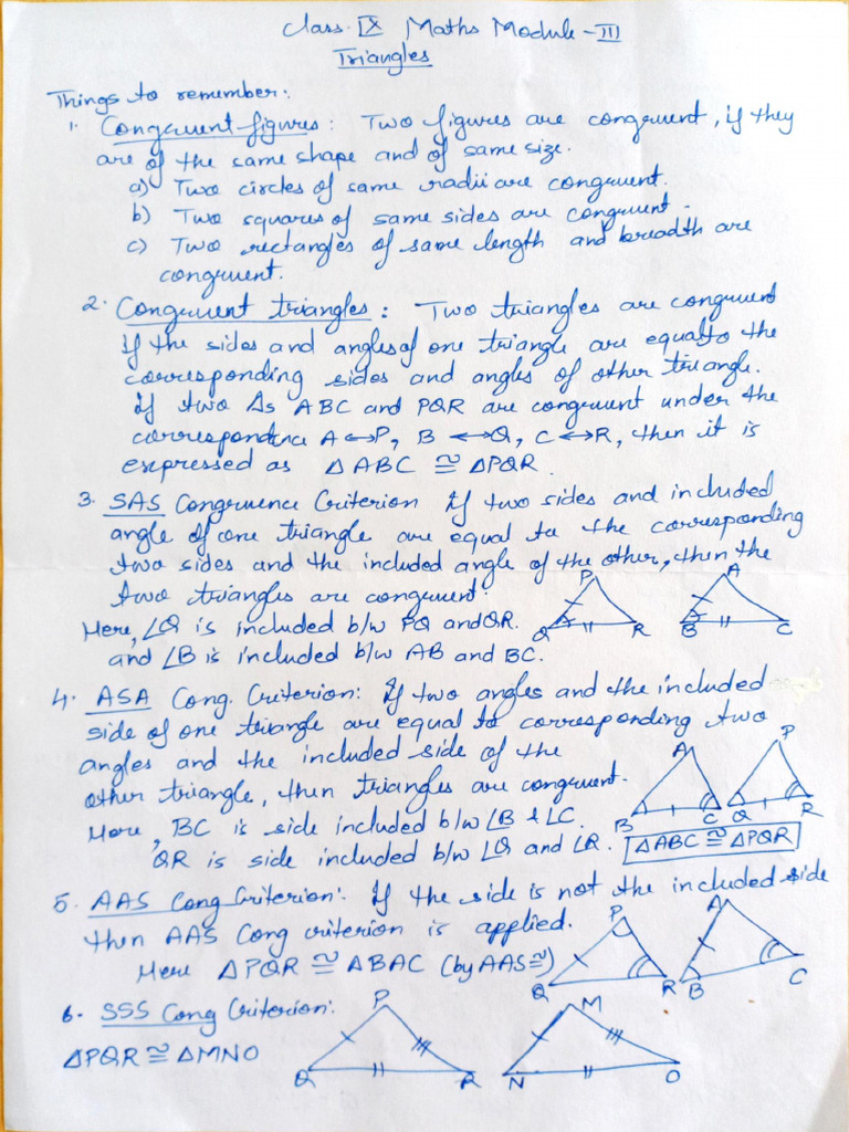 IX Maths Module-3 Triangles | PDF
