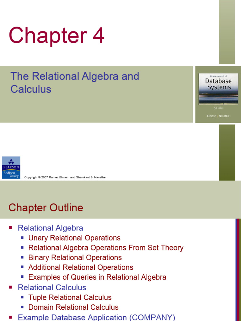 Chapter 4 The Relational Algebra and Calculus | PDF | Relational Model ...