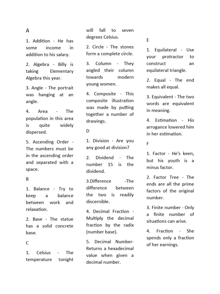 Math Dictionary | Download Free PDF | Numbers | Mathematics