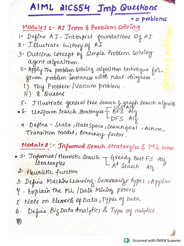 Aiml Important Topics | PDF