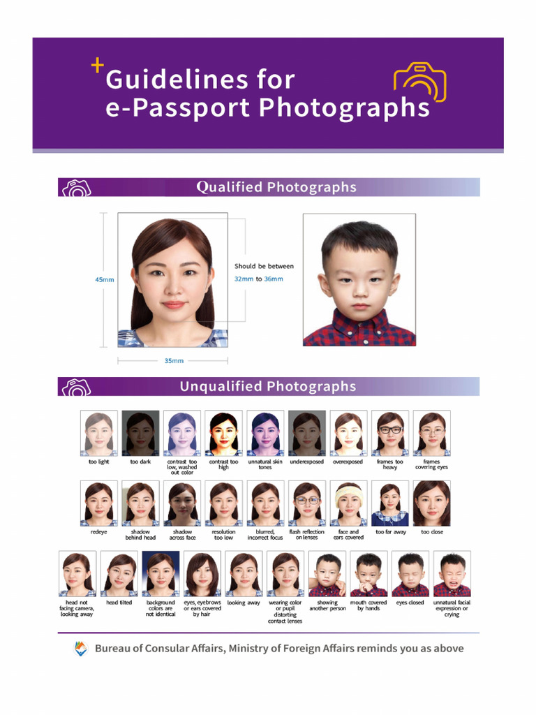 Guidelines For E-Passport Photographs | PDF