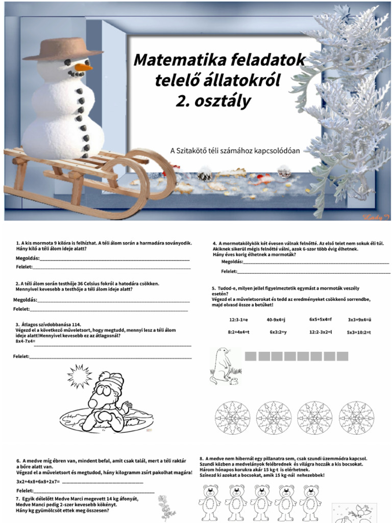 Matematika Feladatok Telelő Állatokról 2. Osztály | PDF