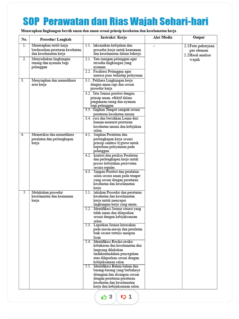 Sop Perawatan Dan Rias Wajah Sehari Hari - Compress | PDF