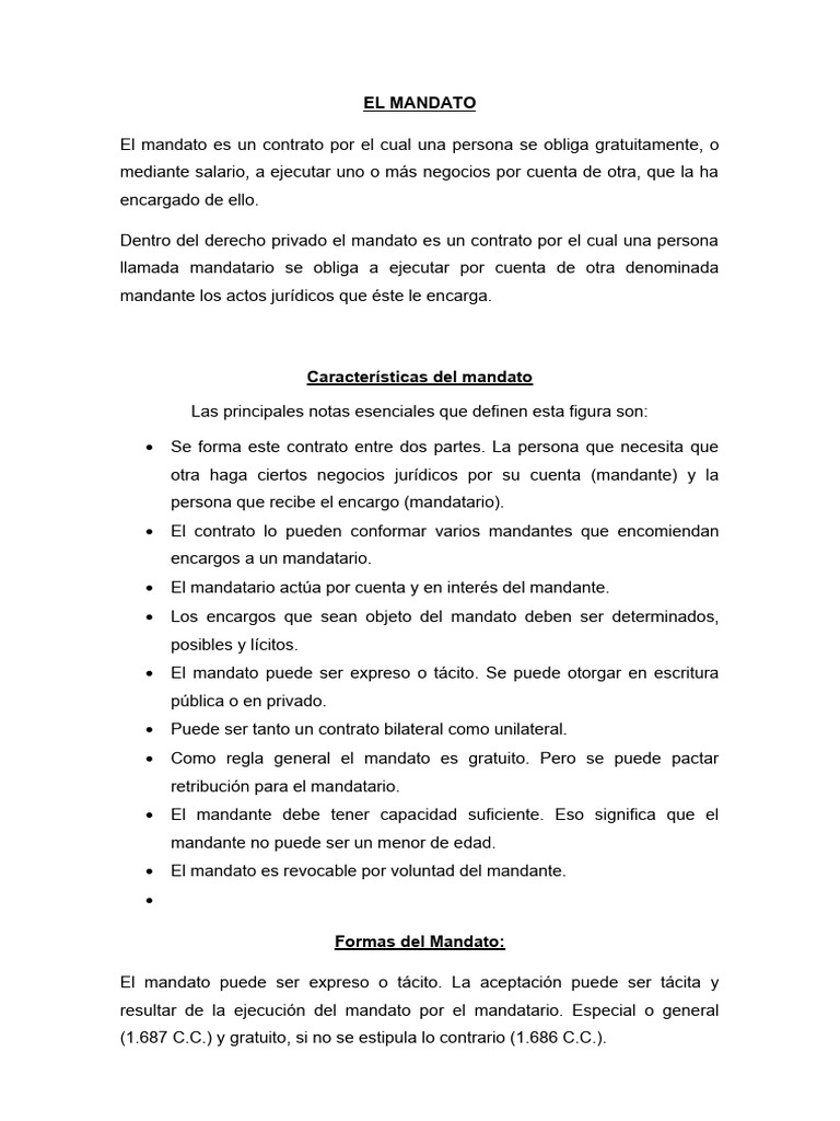 Contrato de Mandato: Definición y Claves | PDF | Justicia | Crimen y ...