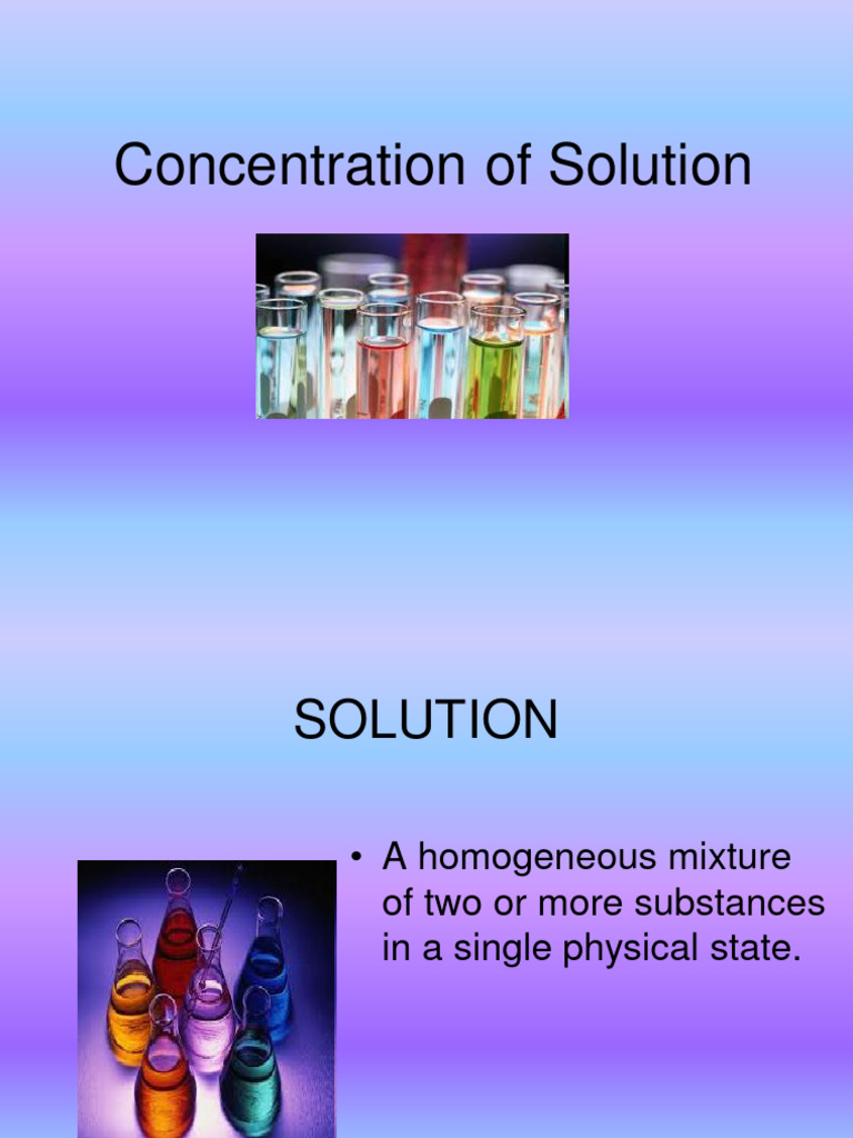 Concentration of solution | PDF | Solvation | Solubility