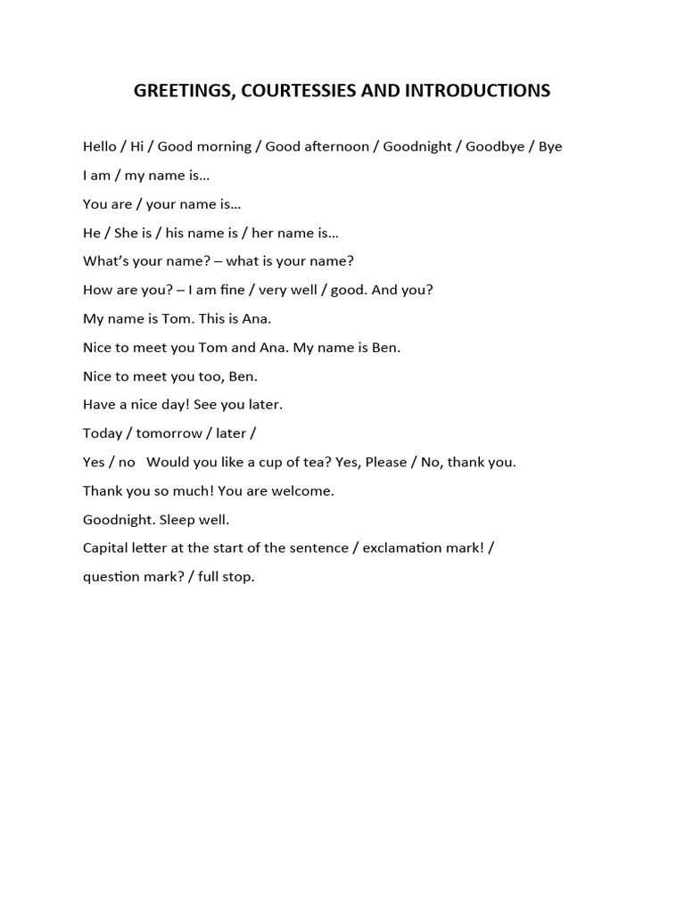 Greetings and Introductions | PDF