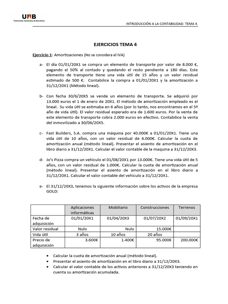 Ejercicios Tema 4 - SP | PDF | Contabilidad | Crédito
