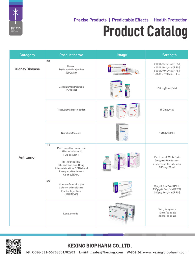 Kexing Biopharm Product Catalog Overview | PDF | Drugs | Health Care