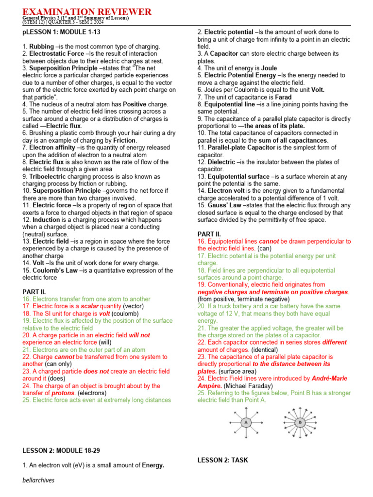 Physics Exam Rev Pdf Electric Field Capacitance