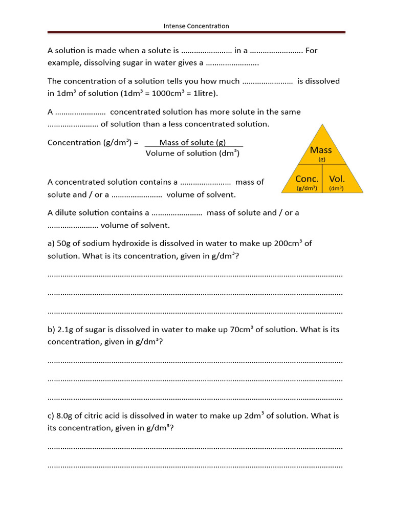 Understanding Solution Concentration | PDF | Concentration | Chemical ...