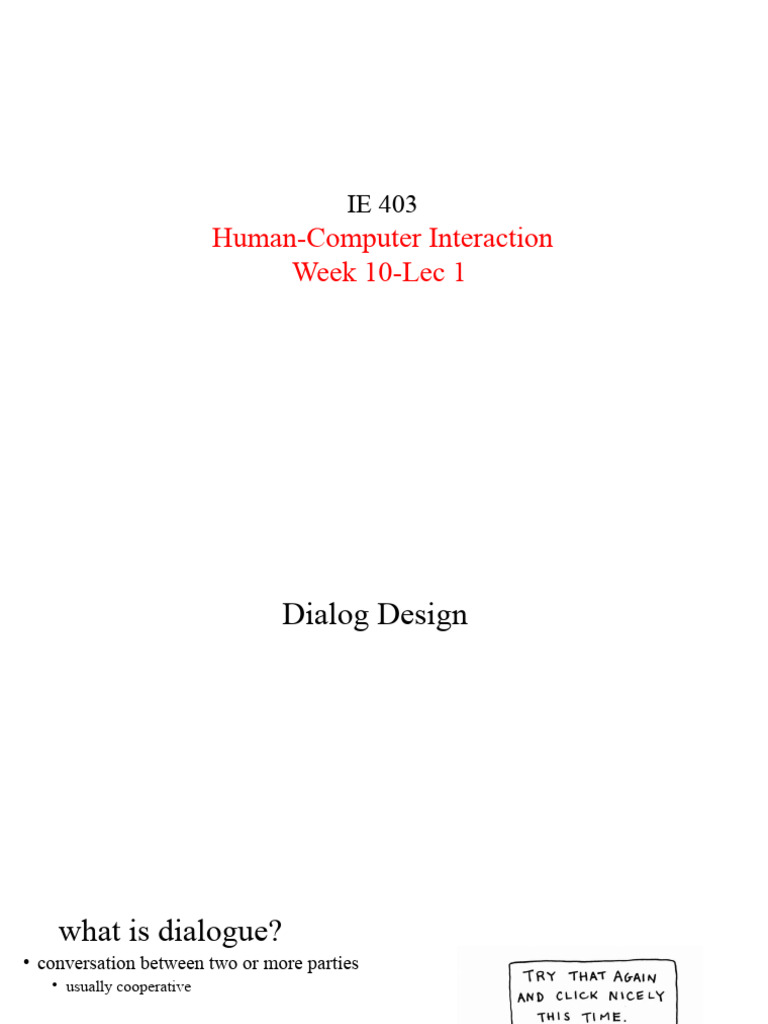 Week 10-Lec 1 and 2 Dialog Design-I | PDF | Computing | Computer Science