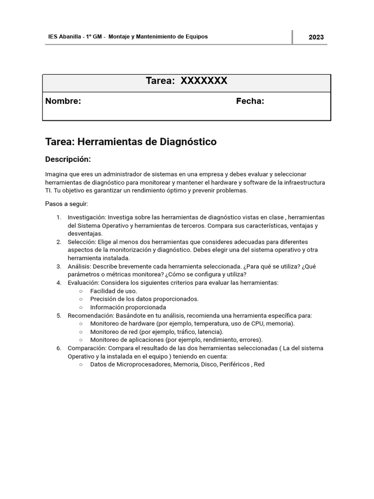 Ut7 Tarea5 Herramientas de Diagnostico | PDF