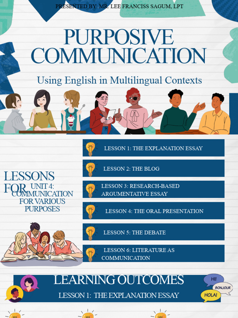 Purposive Communication Unit 4 Lesson 1 | PDF | Essays | Communication