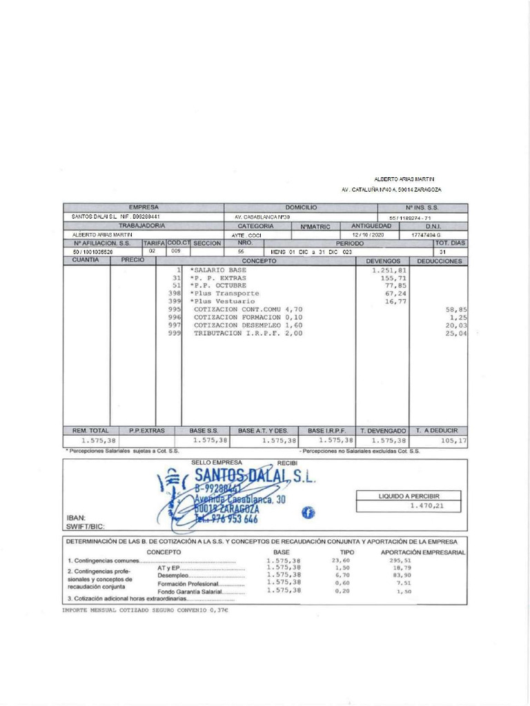 Ejemplo de Nomina | PDF